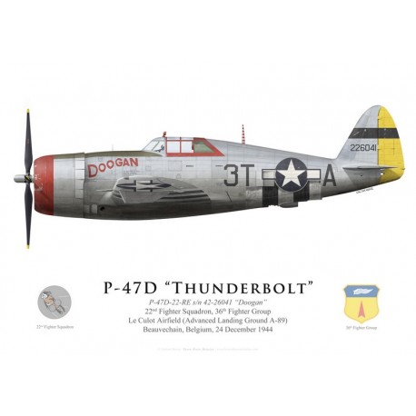 P-47D Thunderbolt "Doogan", 22nd FS, 36th FG, Belgium, December 1944 ...