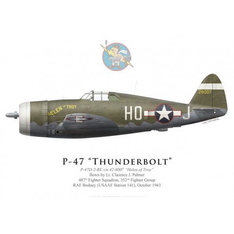 P-47D Thunderbolt "Helen of Troy", Lt. Clarence Palmer, 487th FS, 352nd ...