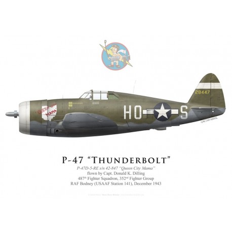 P-47D Thunderbolt "Queen City Mama", Capt. Donald Dilling, 487th FS ...