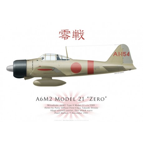 A6M2 Model 21 Zero, PM Takeshi Hirano, Akagi, Pearl Harbor, 7 décembre ...