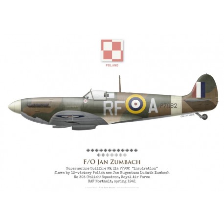 Spitfire Mk IIa, F/O Jan Zumbach, No 303 (Polish) Squadron, Royal Air ...