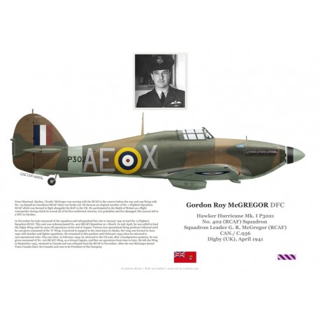 S/L Gordon McGregor, Hurricane Mk I P3021, No 402 (RCAF) Squadron, 1941 ...