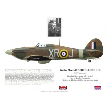 Walter Churchill DSO DFC, Hurricane Mk I V7608, No 71 (Eagle) Squadron RAF, 1940-1941 - Bravo ...