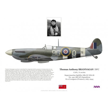 Thomas Brannagan DFC, Spitfire Mk IX, No 441 (Canadian) Squadron RAF ...