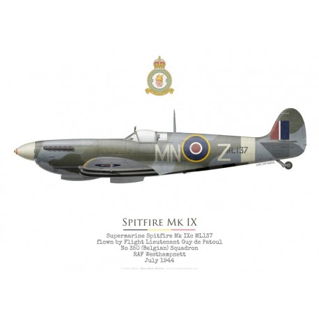 Spitfire Mk IXc ML137, F/L Guy de Patoul, No 350 (Belgian) Squadron ...