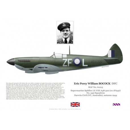 Eric Bocock DFC, Spitfire Mk VIII A58-322, No 549 Squadron RAF ...