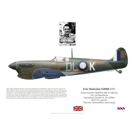 Eric Gibbs DFC, Spitfire Mk Vc BS164, OC No 54 Squadron RAF, Australie ...