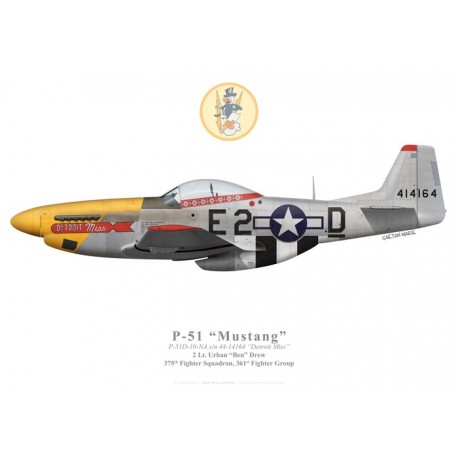 P-51D Mustang "Detroit Miss", 2Lt. Urban Drew, 375th FS, 361st FG, 1944 ...