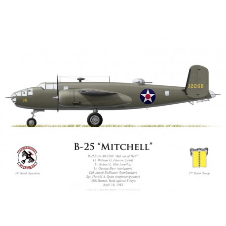 B-25B Mitchell "Bat out of Hell", Lt William Farrow, USS Hornet ...